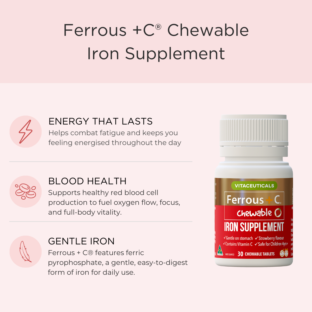 Ferrous + C Iron Chewable Supplement | Gentle Support for Daily Energy ...
