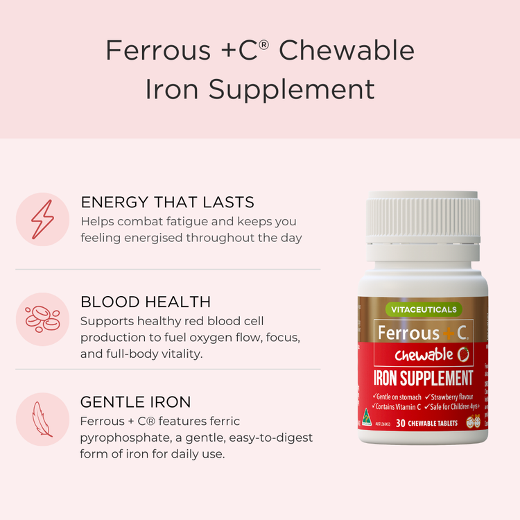 Ferrous + C Iron Chewable Supplement | Gentle Support for Energy ...